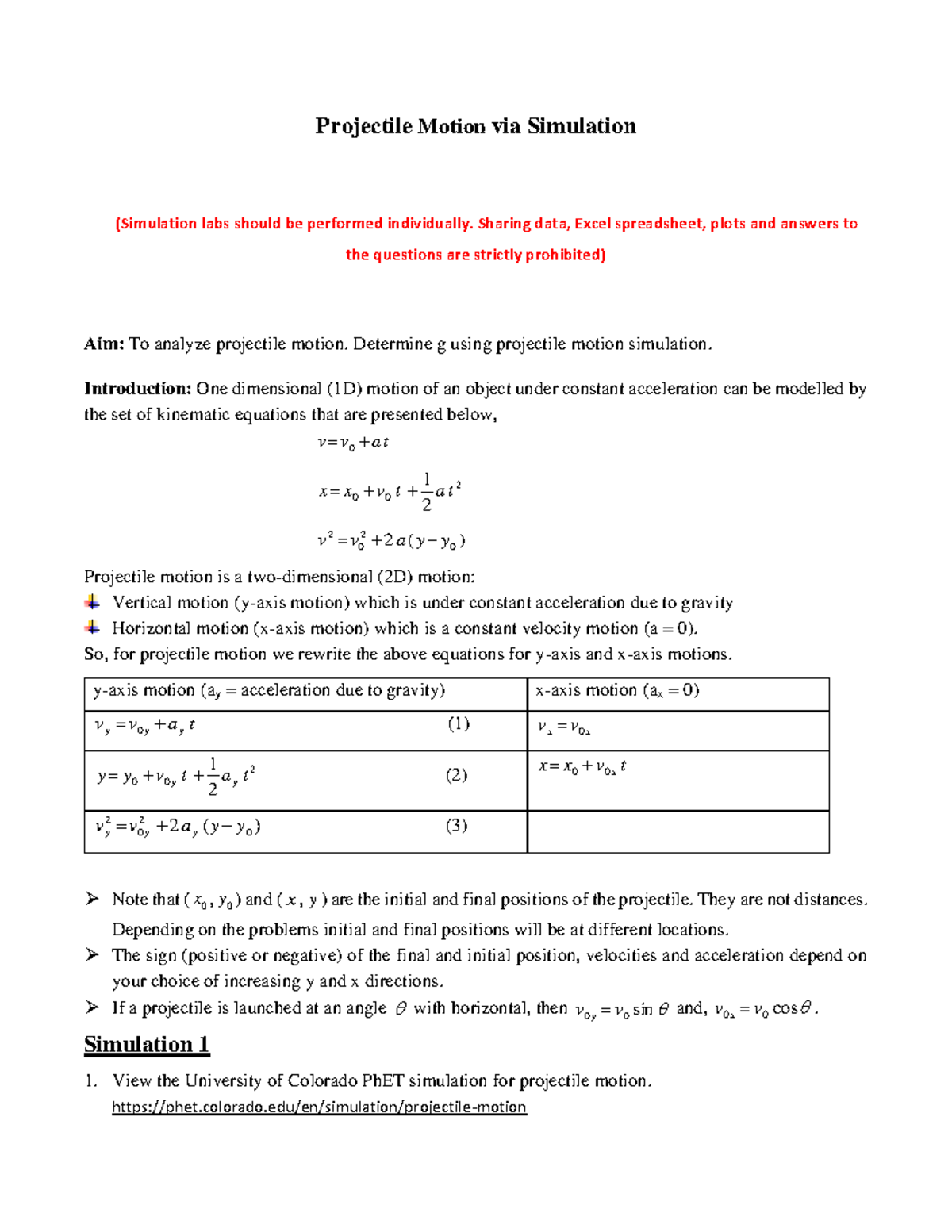 Lab3 To Analyze Projectile Motion Determine G Using Projectile