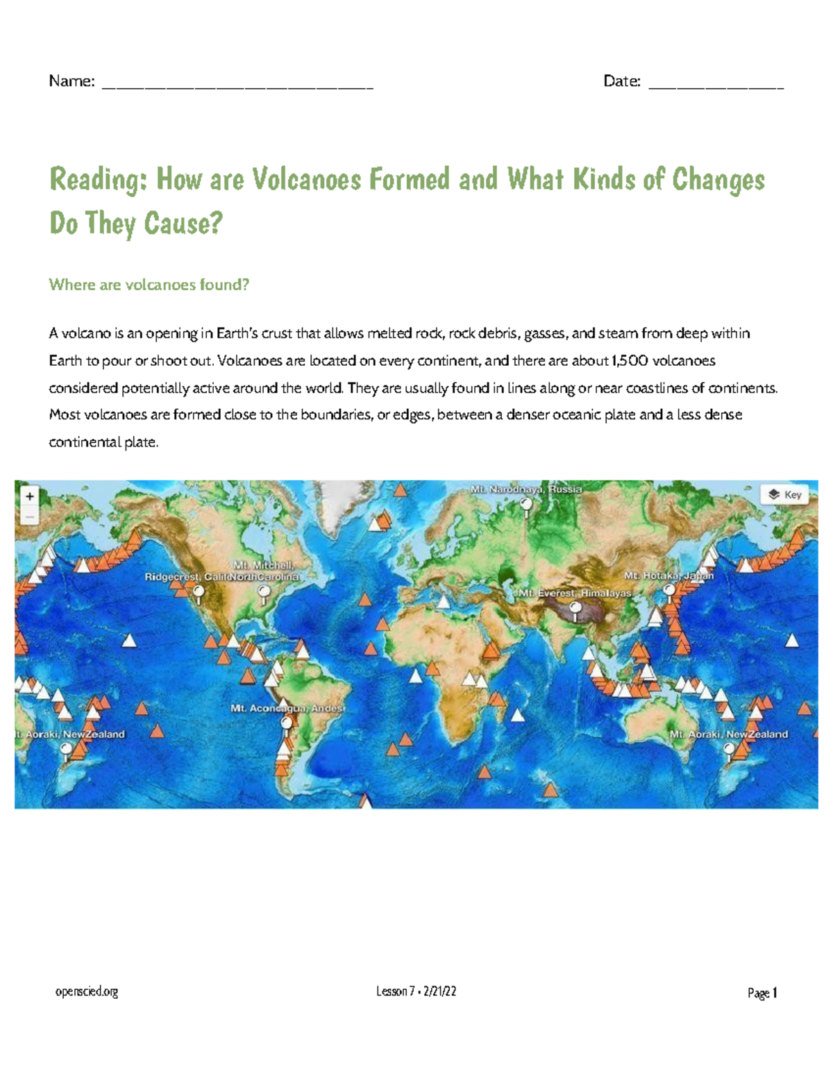 Reading: How are Volcanoes Formed and What Kinds of Changes Do They ...