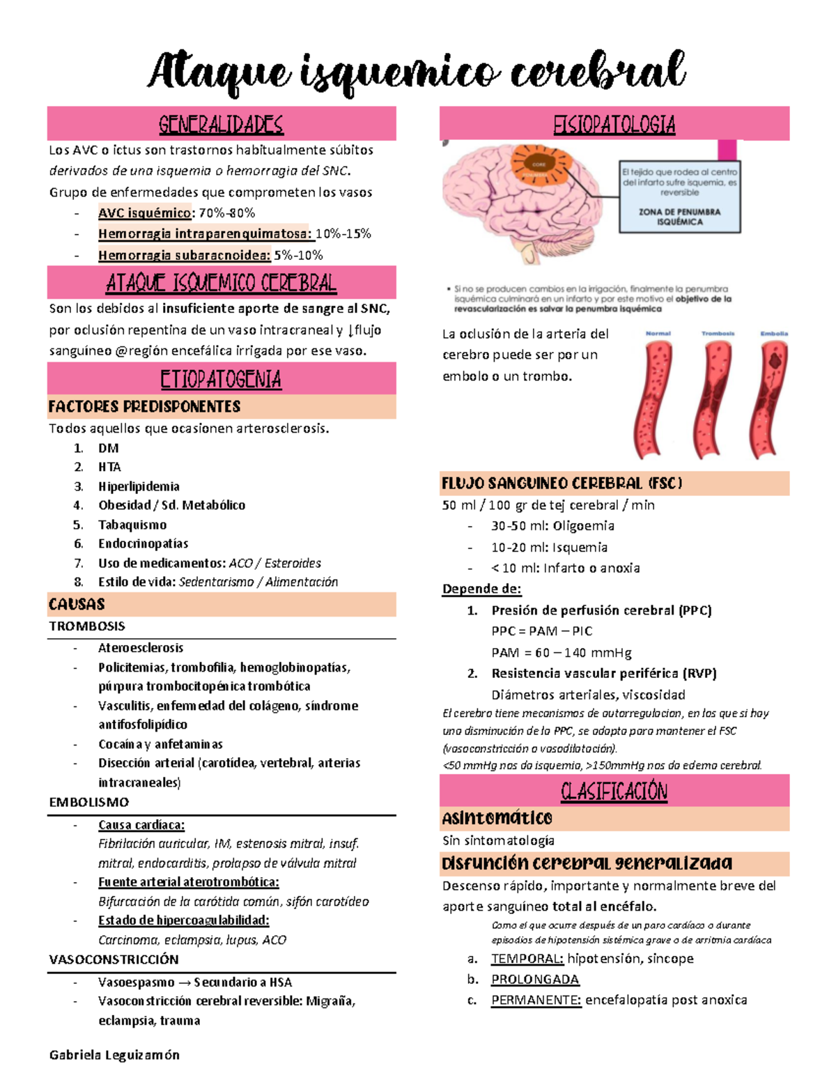 1. ACV - Resumen Medicina - Ataque isquémico cerebral GENERALIDADES Los ...