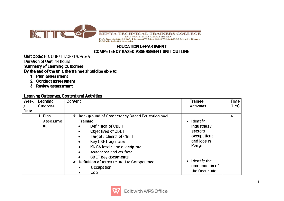 CBA Course Outline 2 - Laws governing Kenyan Laborers - EDUCATION ...