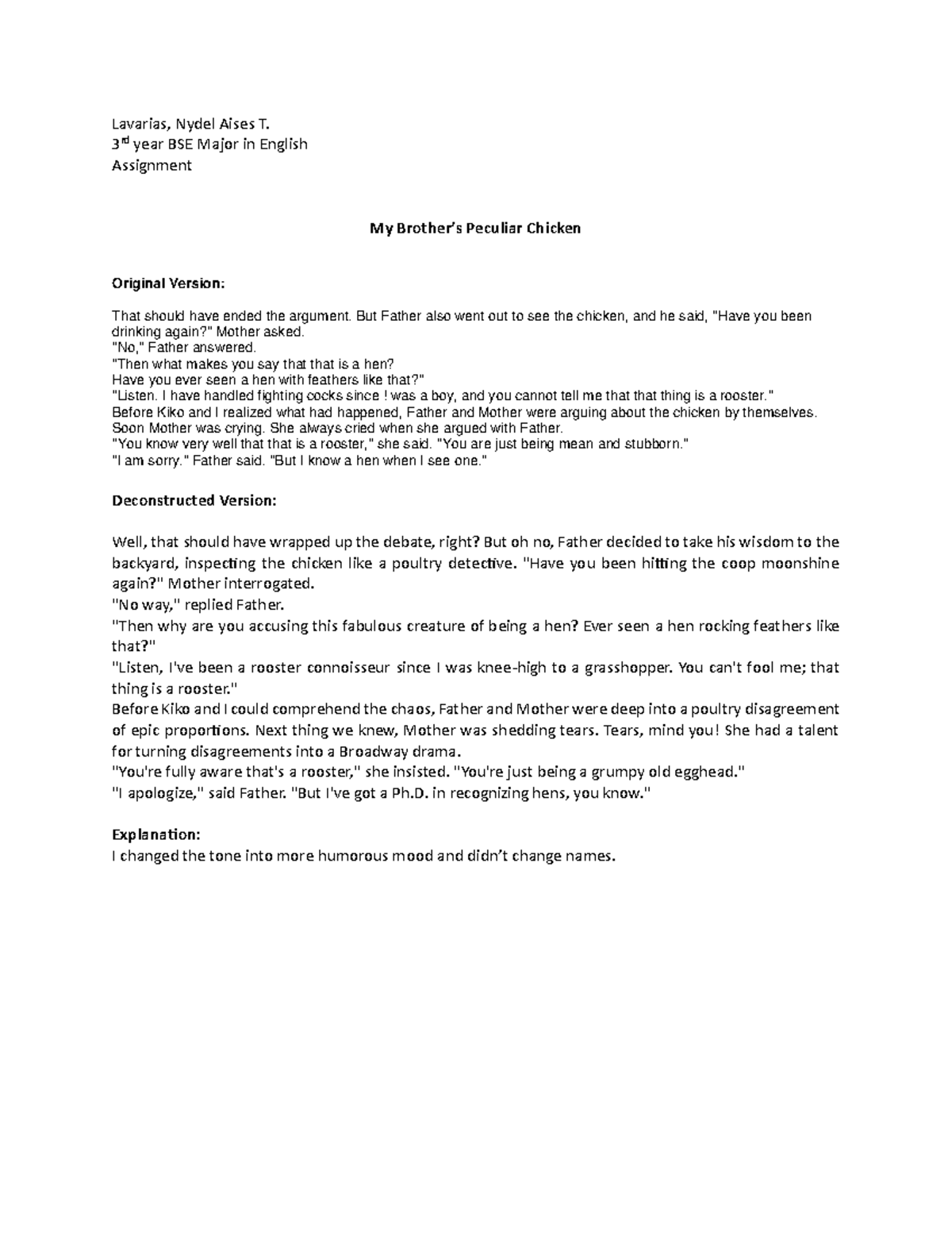 Deconstruction - deconstructio - Lavarias, Nydel Aises T. 3 rd year BSE ...