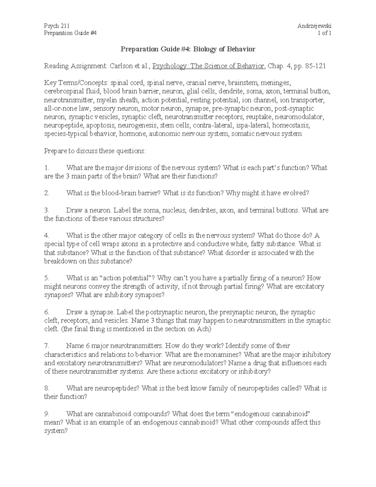 PG 4 - notes - Psych 211 Andrzejewski Preparation Guide #4 1 of 1 ...