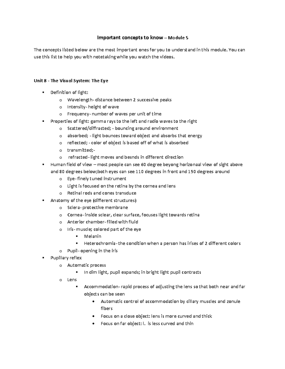 Module 5 study Guide - PSYC230 UIUC Alejandro Lleras - Important ...