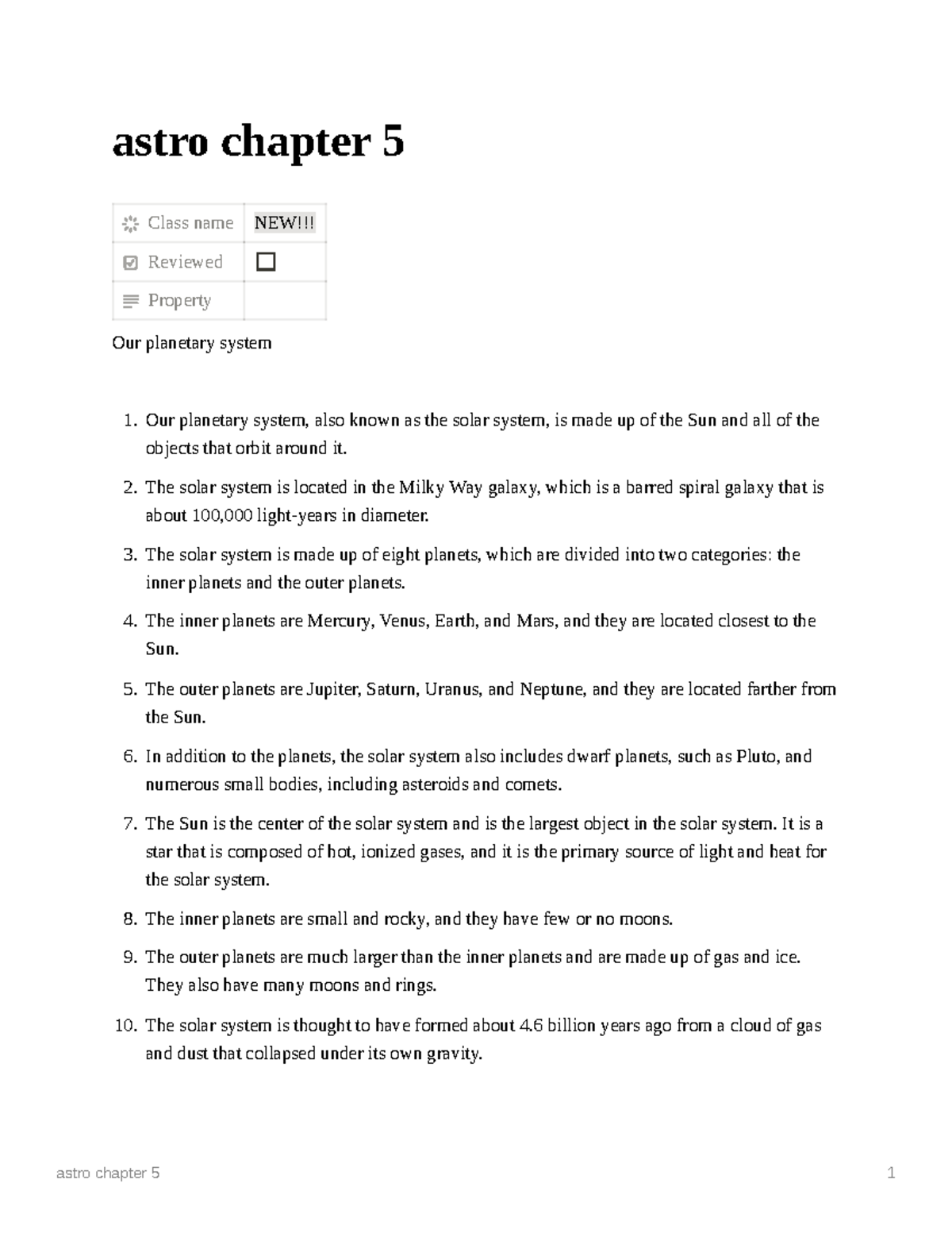 Astro chapter 5 - astro chapter 5 Class name NEW!!! Reviewed Property ...