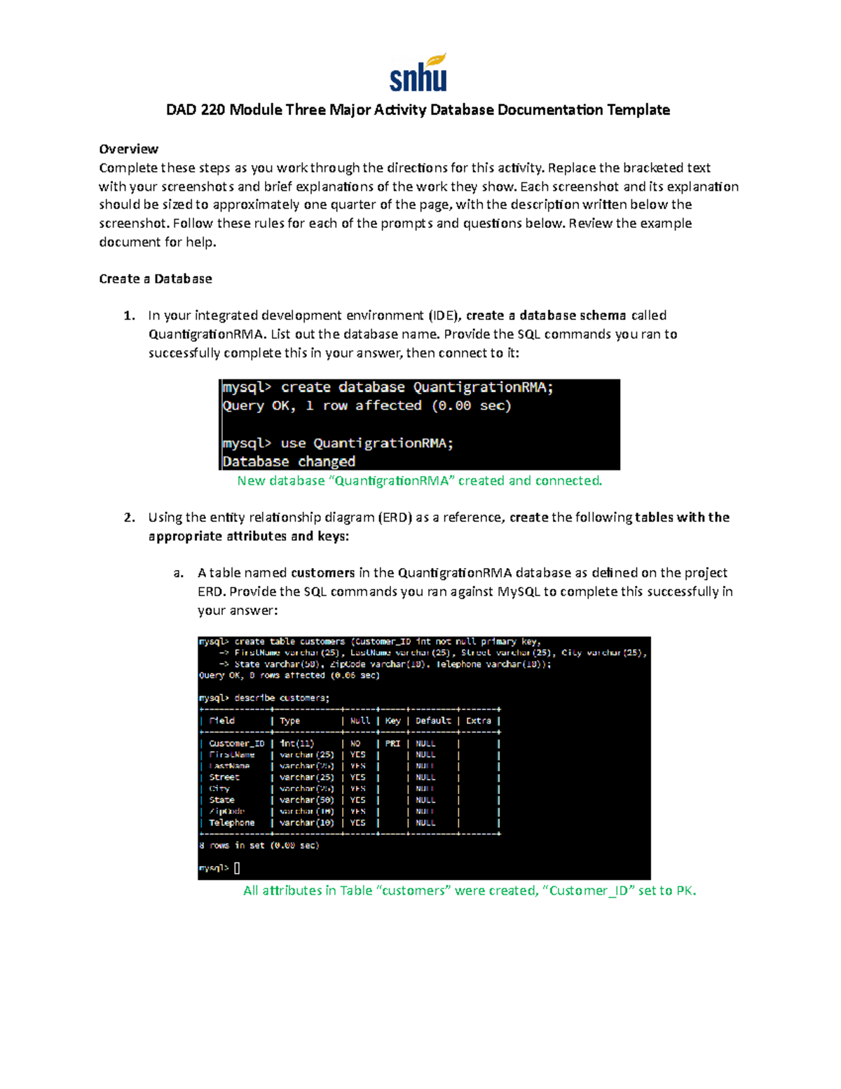 DAD 220 Module 3 Major Activity Database Doc - DAD 220 Module Three ...