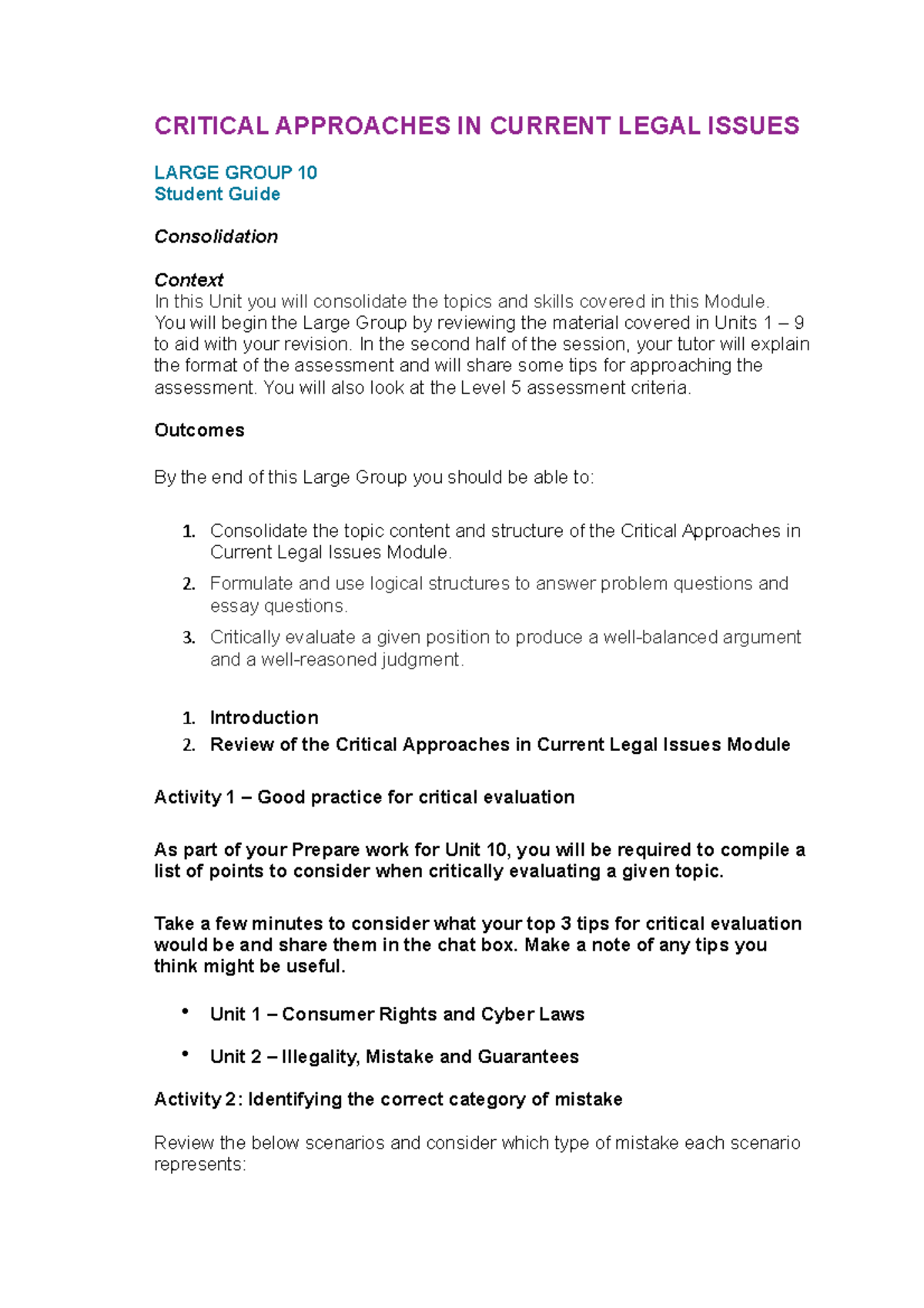 Critical Approaches in Current Legal Issues Large Group 10 - CRITICAL ...