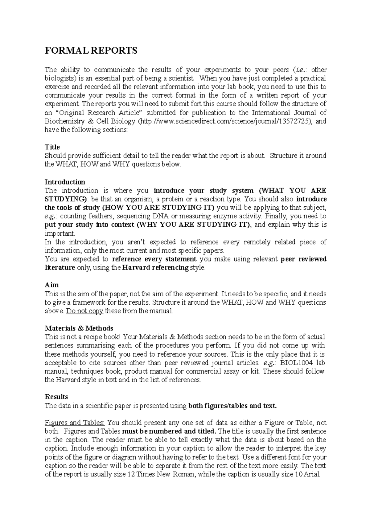 How to write formal reports for BIOL1004 - BIOL1004 - ANU - Studocu