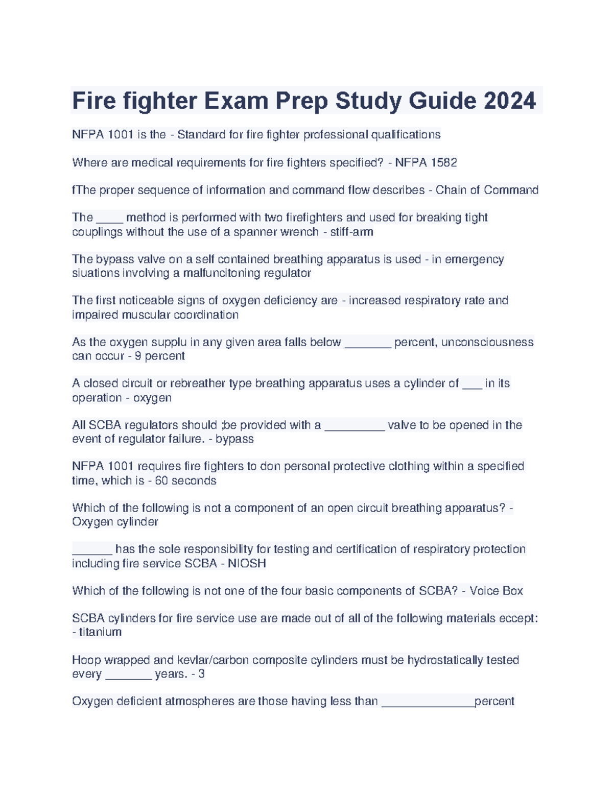 Fire fighter Exam Prep Study Guide 2024 - bypass NFPA 1001 requires ...