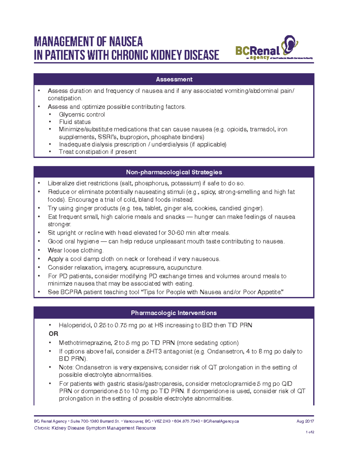 Management of Nausea in Patients with Chronic Kidney Disease ...