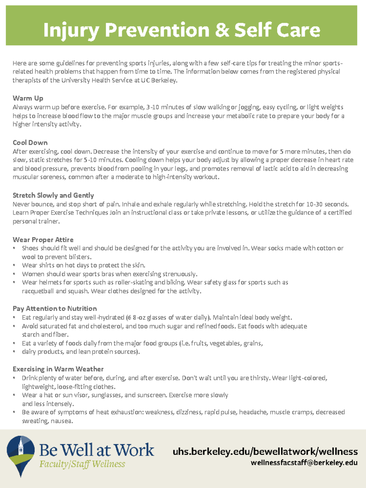 Wellness-injurypreventionandselfcare - Injury Prevention & Self Care ...