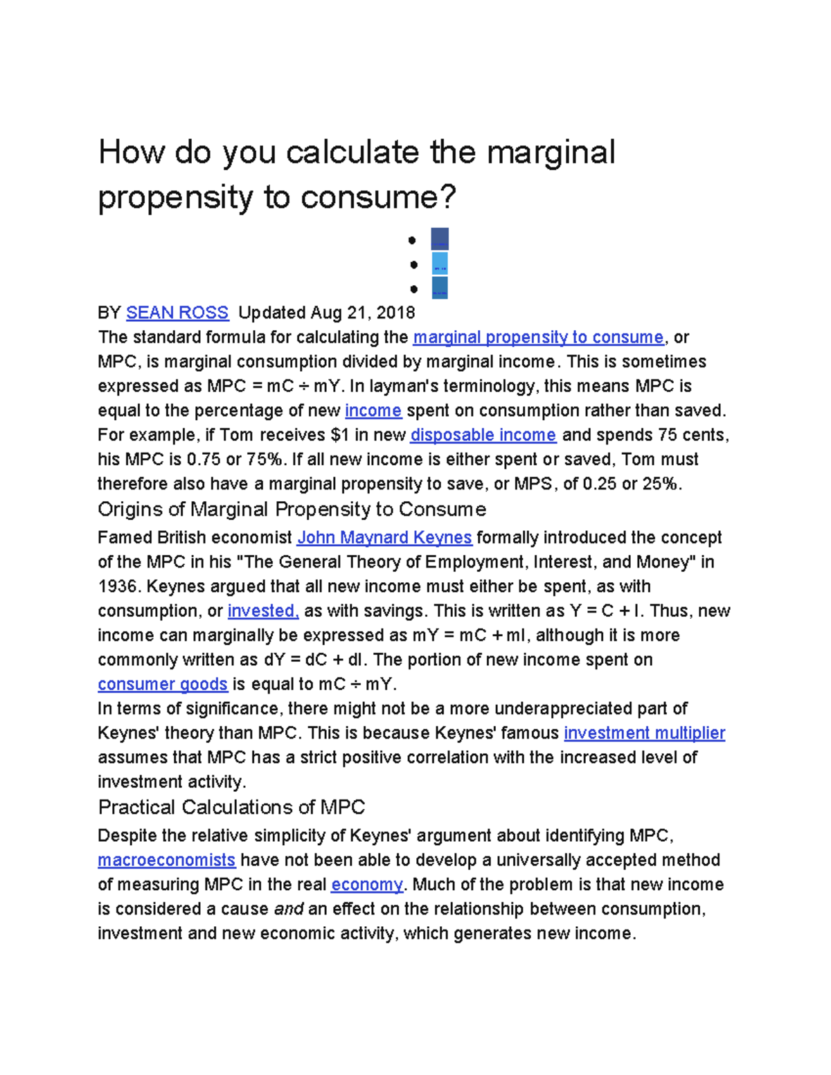 Consumer - How do you calculate the marginal propensity to consume? BY ...