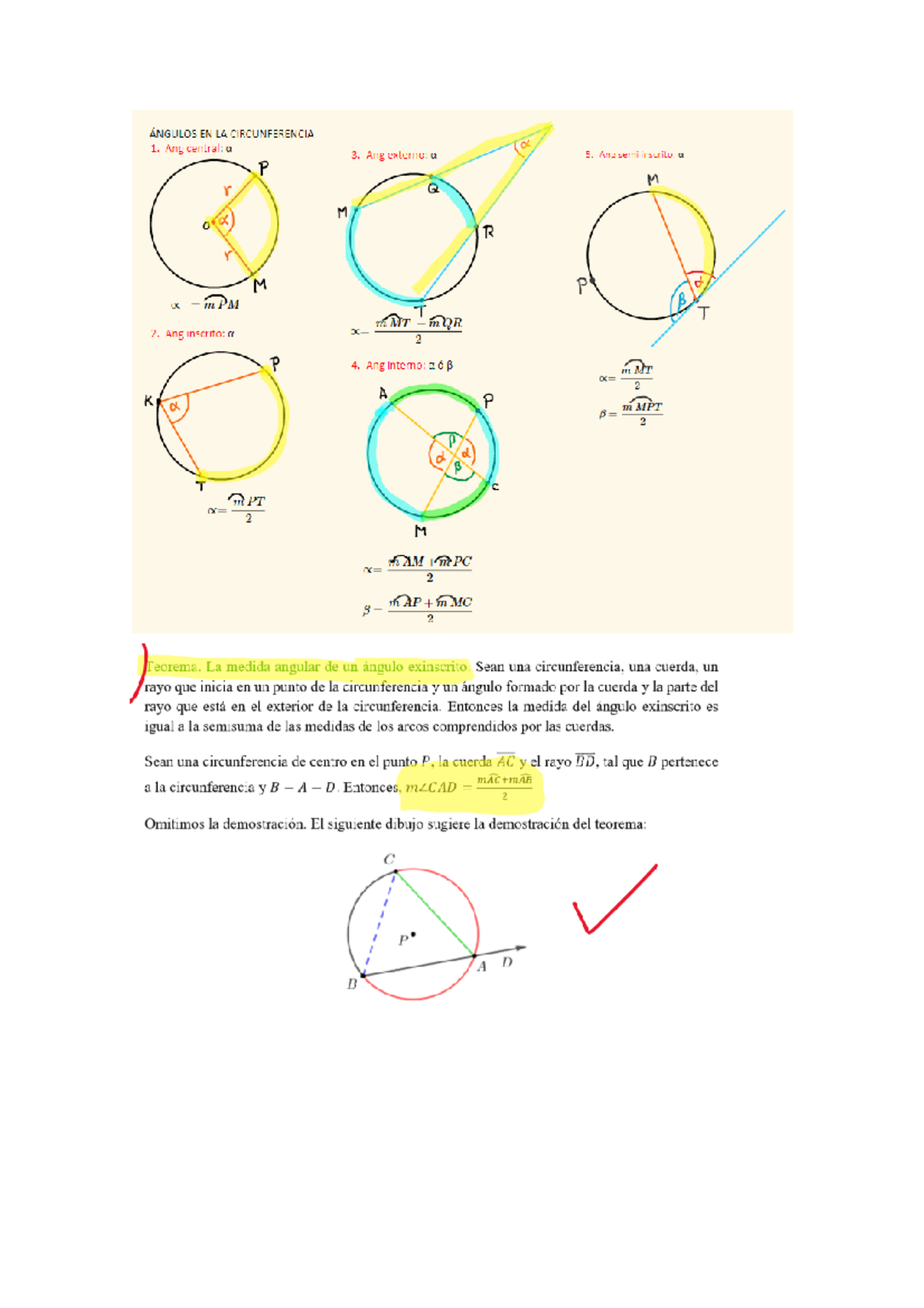FORMULA ANGULO INSCRITO, CENTRAL, SEMIINSCRITO, EXTERNO - Geometria ...