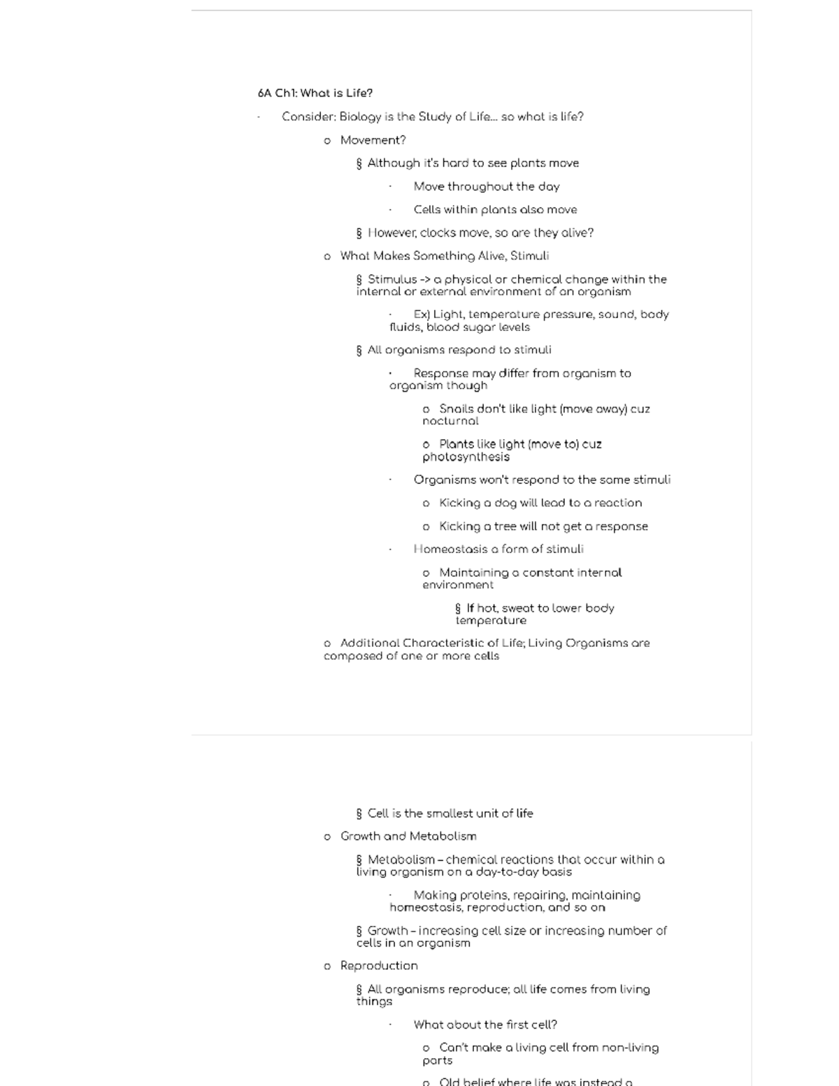 Ch1 - What is Life (week1) - Google Docs - 6A Ch1: What is Life ...