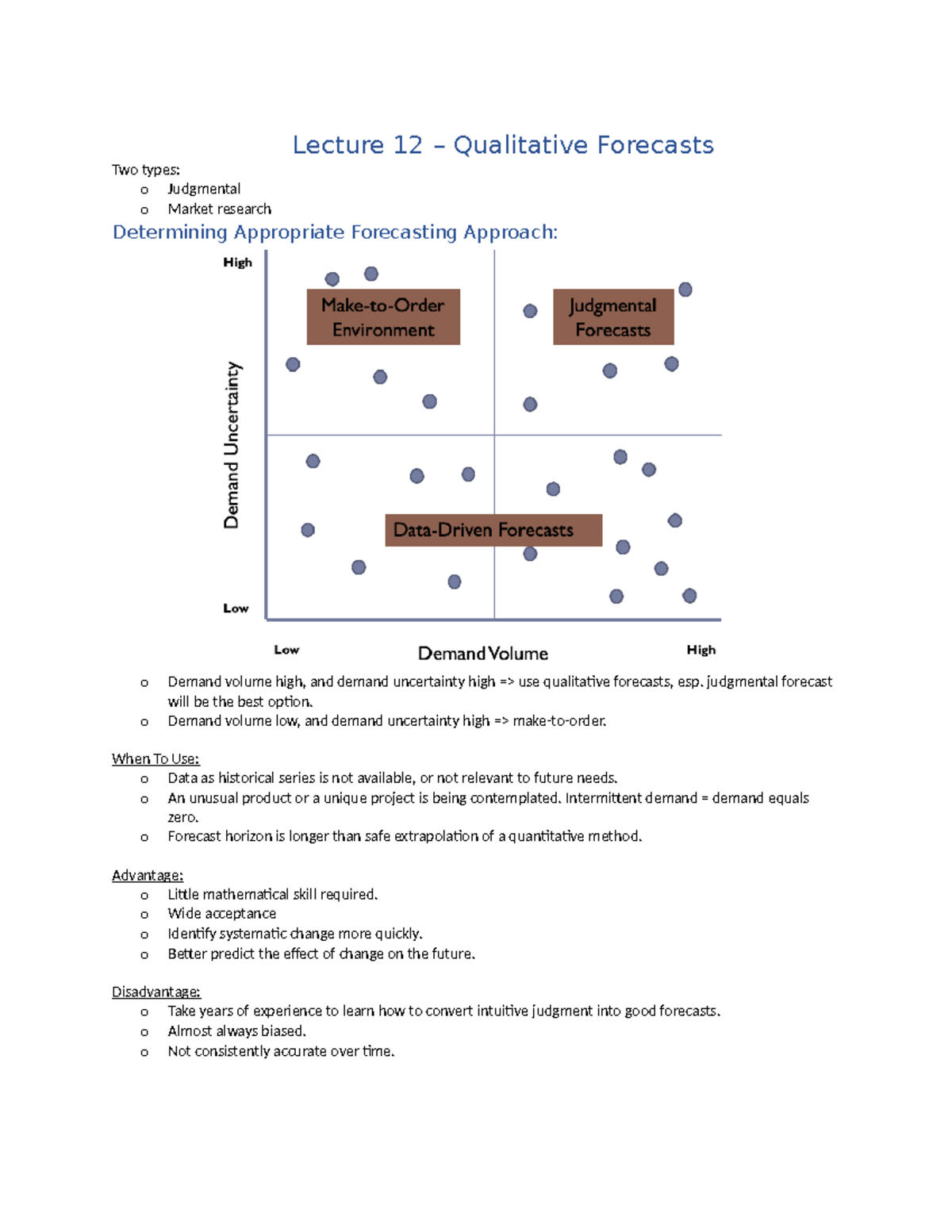 Lecture 12 Qualitative Forecast Lecture 12 Qualitative Forecasts