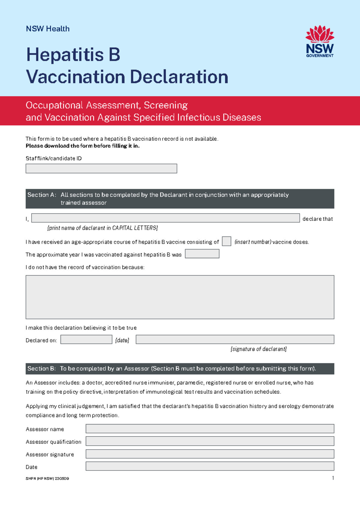 Hep B Undertaking Form - 1 NSW Health Hepatitis B Vaccination ...