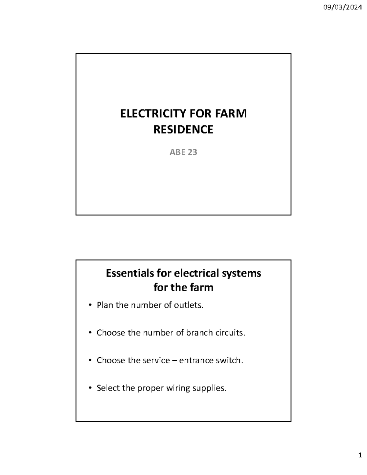 Electricity FOR FARM Residence - ELECTRICITY FOR FARM RESIDENCE ABE 23 ...