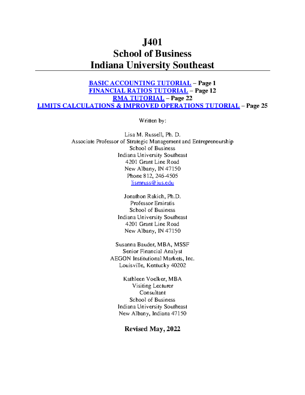J401 Financial Audit Tutorial - BUS J375 - Indiana University - Studocu