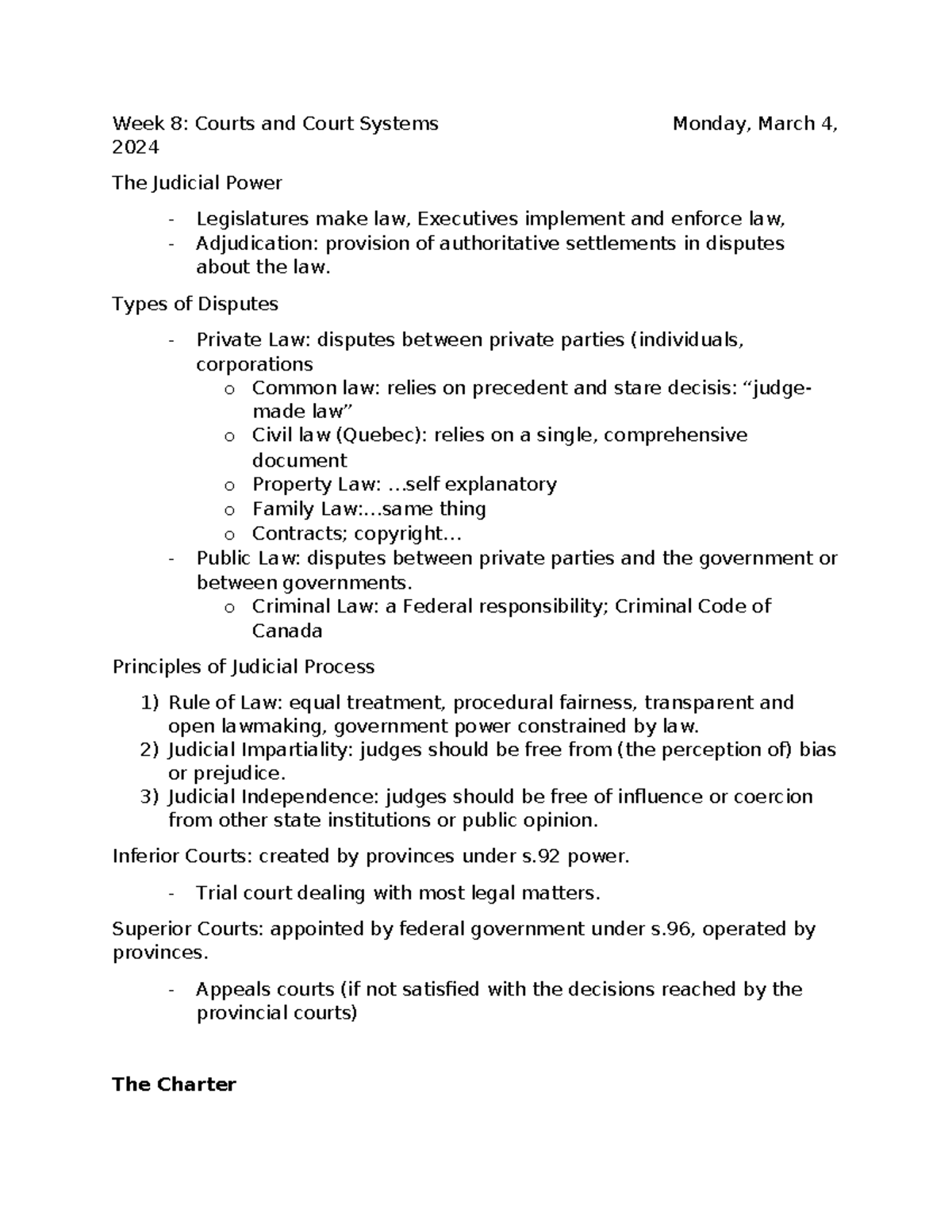 Political Science 101 - Week 8: Courts and Court Systems Monday, March ...