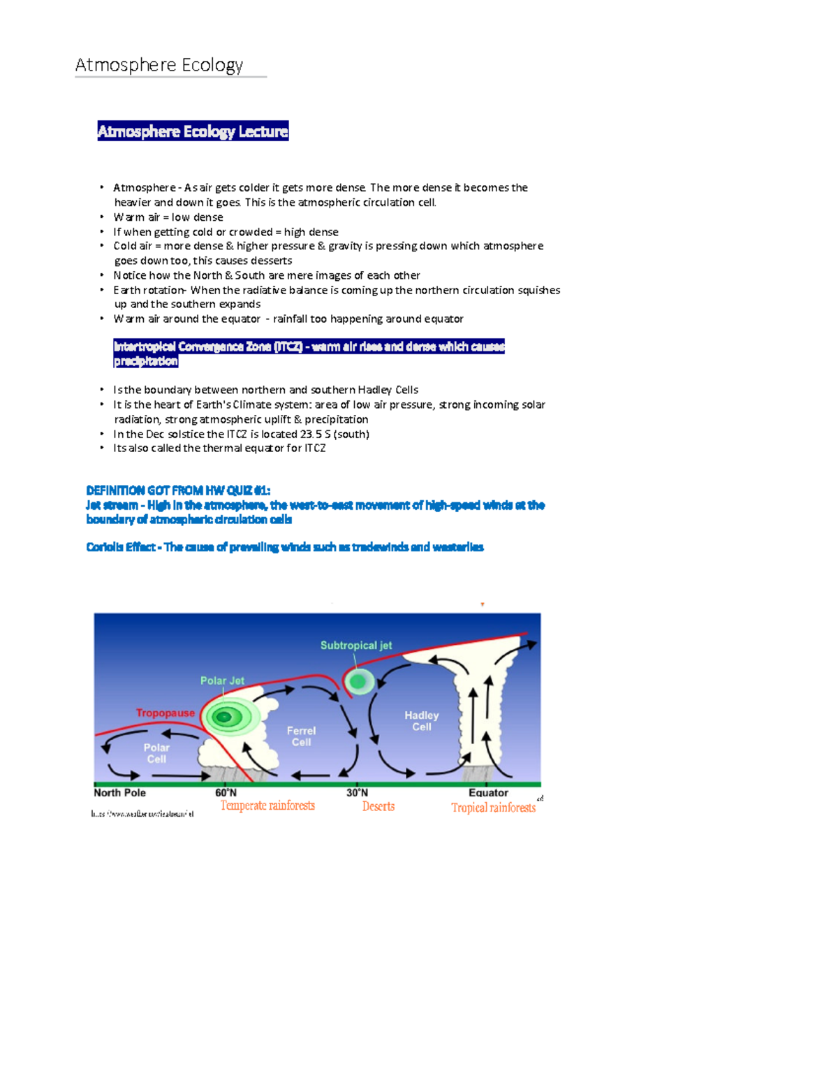 Atmosphere Ecology - Lecture Notes By Professor Brian Haggerty! This ...