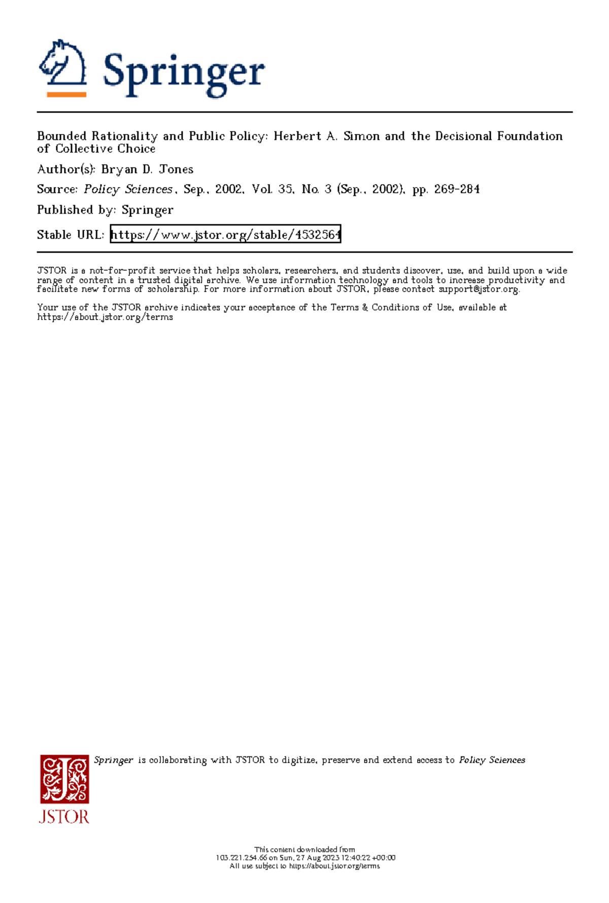 PS 905 Jones-Bounded Rationality Public-2002 - Bounded Rationality and ...