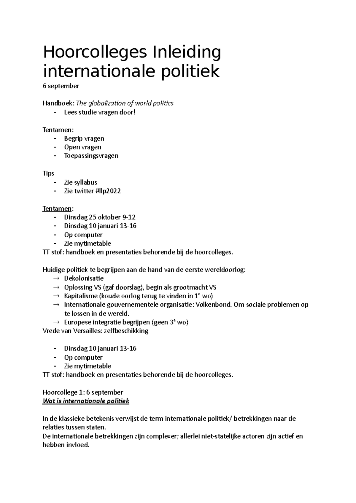 Inleiding internationale politiek - Hoorcolleges Inleiding ...