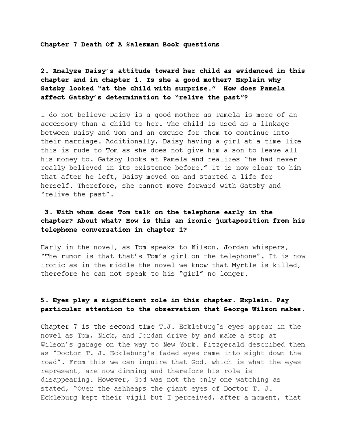 Death Of A Salesman Book questions ch 7 - Chapter 7 Death Of A Salesman ...