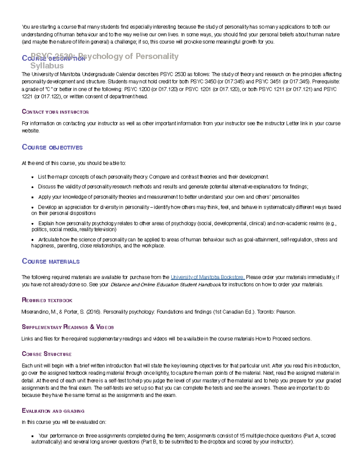 PSYC 2530 Syllabus - - Studocu