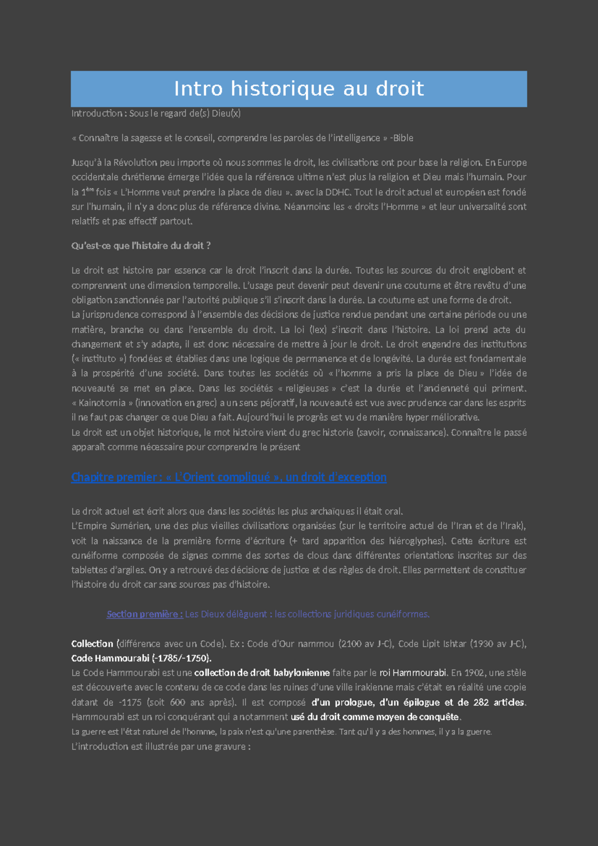 IHD complet - Intro historique au droit Introduction : Sous le regard de(s) Dieu(x) « Connaître ...