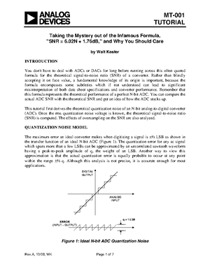 Chapter 7 - Quantization Noise in DSP - Quantization Noise in DSP Reference: Sections 6 to 6, 9 ...