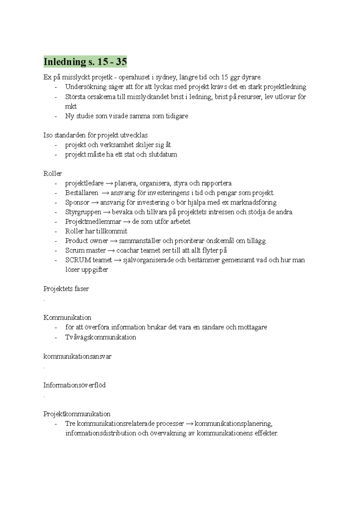 PL - BOK - Projektkommunikation, E kamel - Inledning s. 15 - 35 Ex på ...