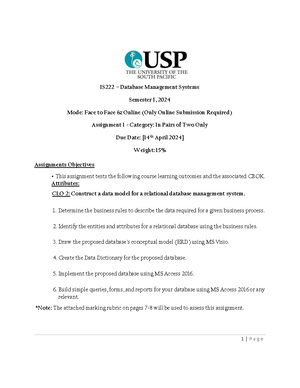 IS222 Final Exam S 1 2022 Solutions - IS222: Database Management Systems School of Information ...