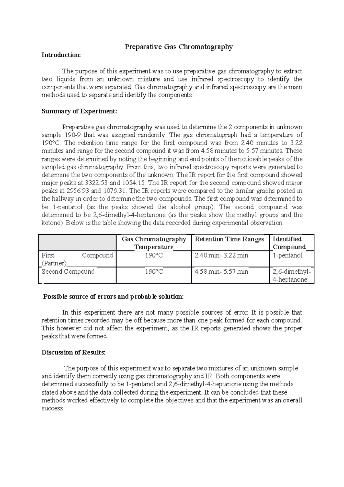 Experiment 7-Prep Gas Chromatography - Preparative Gas Chromatography ...