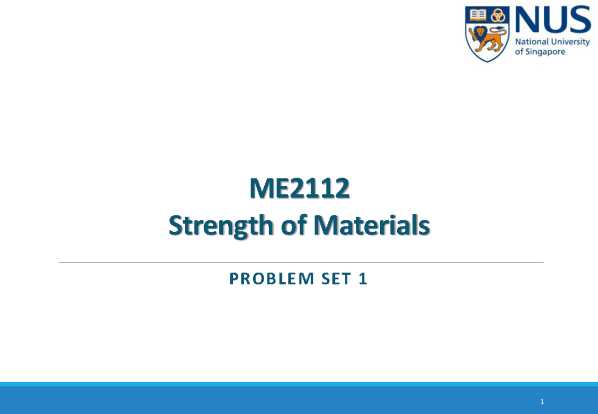 Problem set 1 - Forces and Moments - ME Strength of Materials PROBLEM SET 1 Two forces are ...