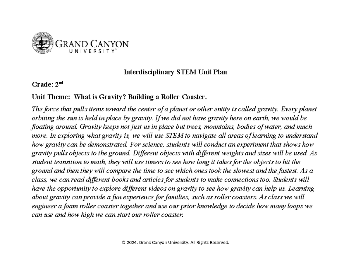 7 ELM-462-Unit Plan - Topic 7 Unit Plan - Interdisciplinary STEM Unit ...