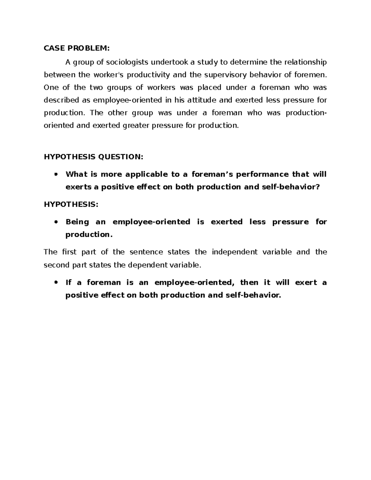 CASE Problem - ACTIVITY - CASE PROBLEM: A group of sociologists ...