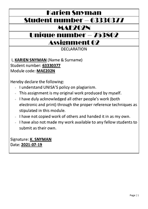MAE202N-2021-1-E-1 - MAE202N Previous Examination Paper from June 2021 - UNIVERSITY EXAMINATIONS ...