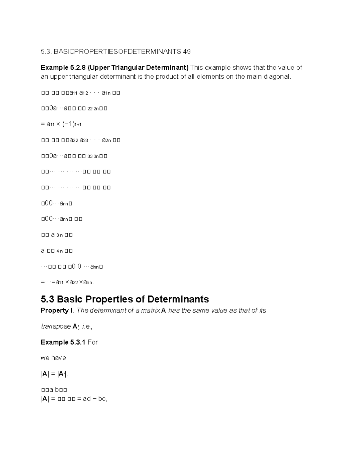 Eco notes 7 - 5. BASICPROPERTIESOFDETERMINANTS 49 Example 5.2 (Upper ...