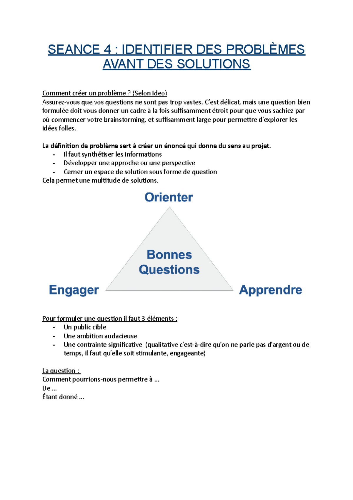 Séance 4 - Identifier des problèmes avant des solutions - SEANCE 4 ...