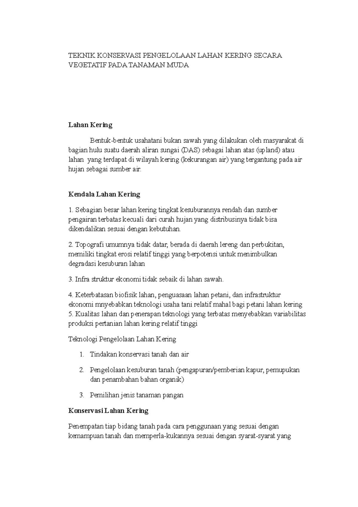 Teknik Konservasi Pengelolaan Lahan Kering Secara Vegetatif PADA ...