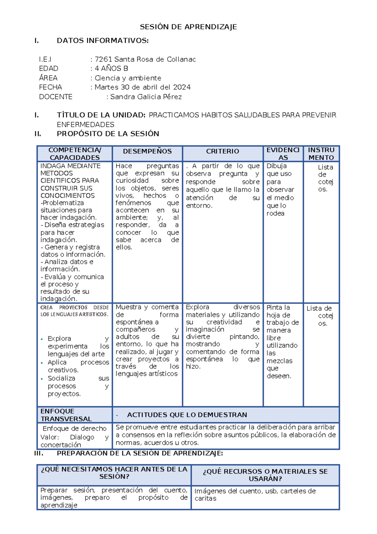 Martes 30 sentido de la vista - SESIÓN DE APRENDIZAJE I. DATOS ...