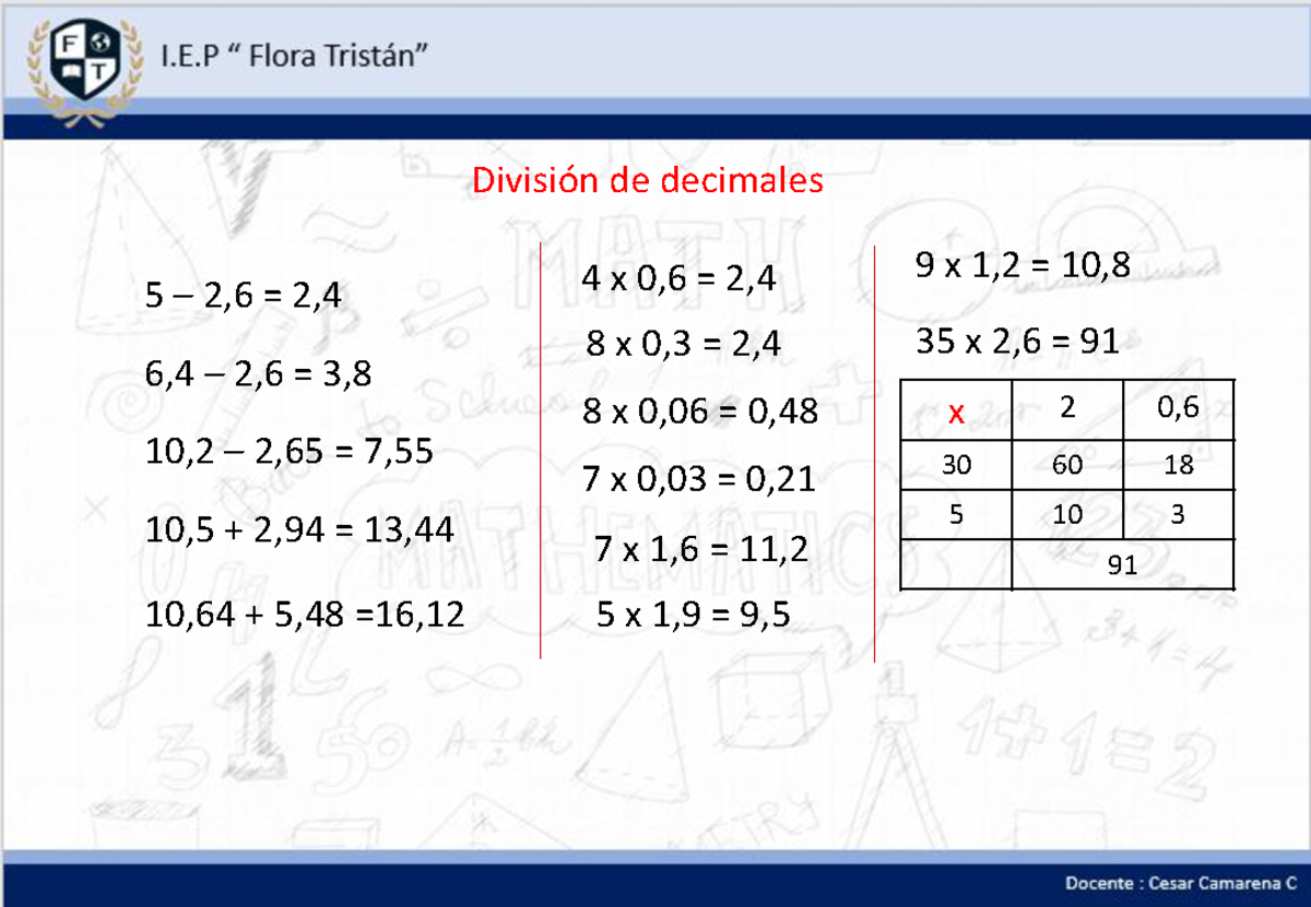 Clase division con decimales 5 grado - División de decimales ####### 5 ...