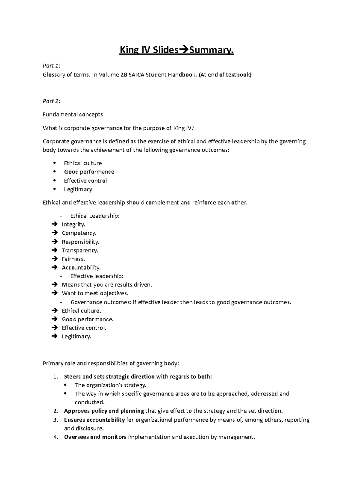 King IV - Part 1: Glossary of terms. In Volume 2B SAICA Student ...