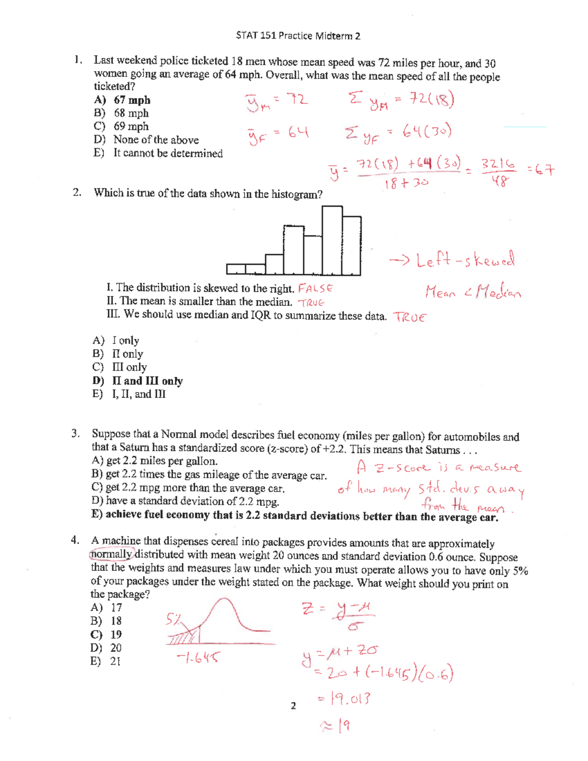 Midterm 11 February 2019 Questions And Answers Stats 141 151 Warning Decodescan