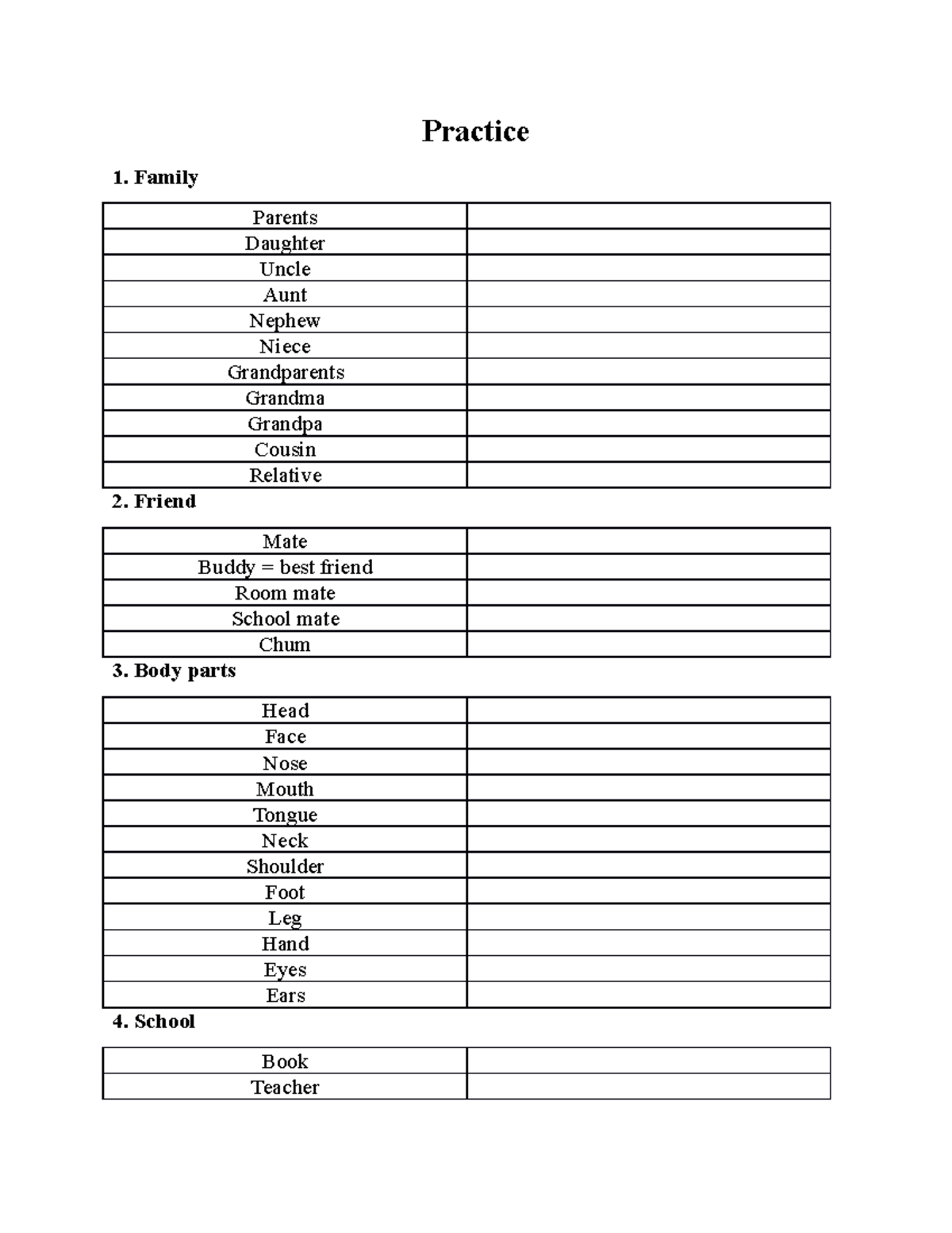 Practice - Practice Family Parents Daughter Uncle Aunt Nephew Niece ...
