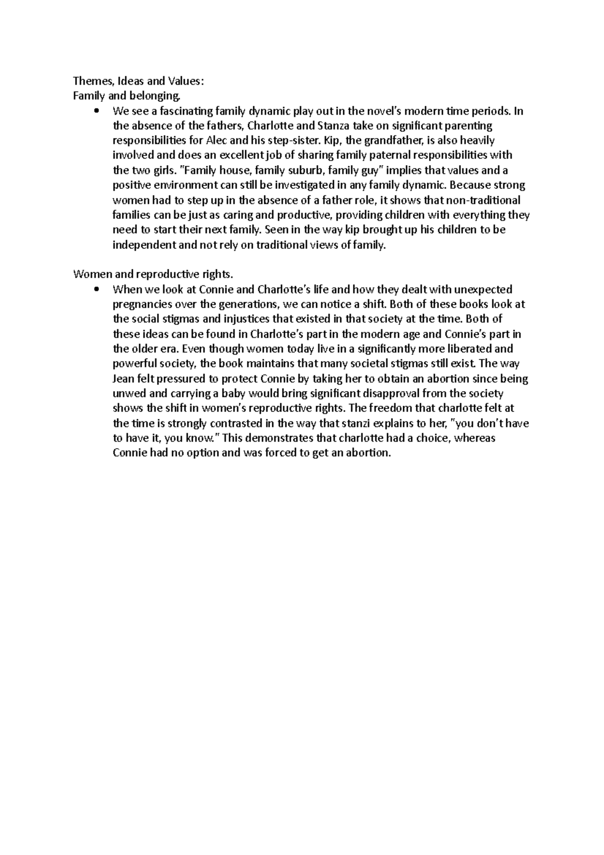 Themes, Ideas and values nine days - Themes, Ideas and Values: Family ...