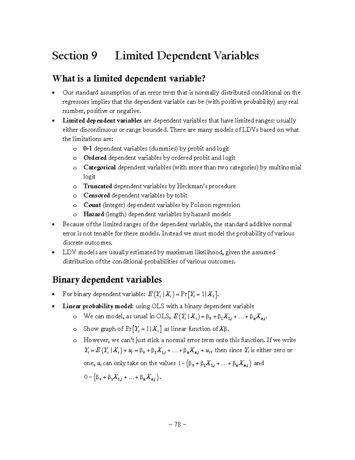 Logit, Probit, Tobit, Heckit - Section 9 Limited Dependent Variables ...