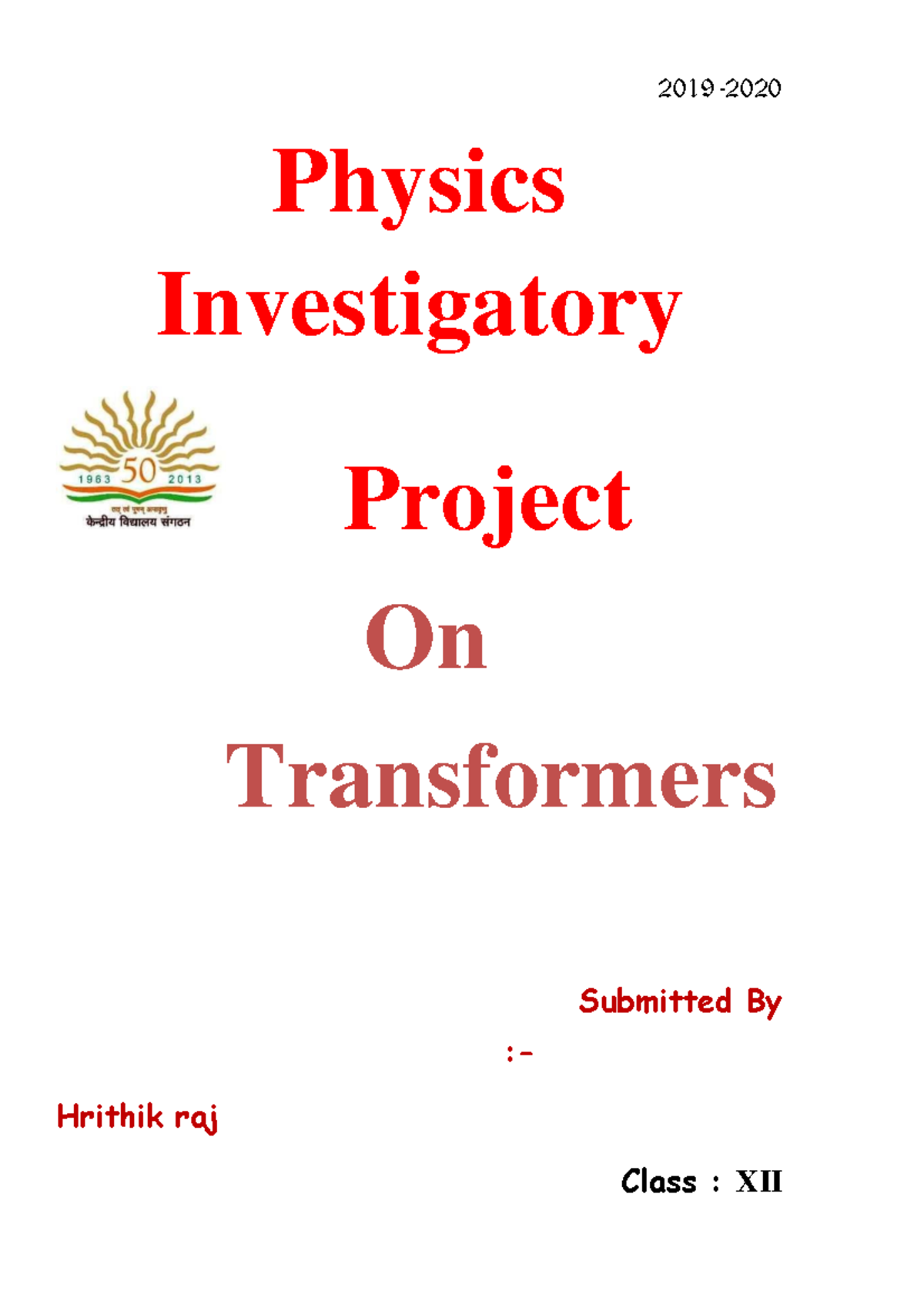 PHYSICS Investigatory project - 2019 - 2020 Physics Investigatory ...