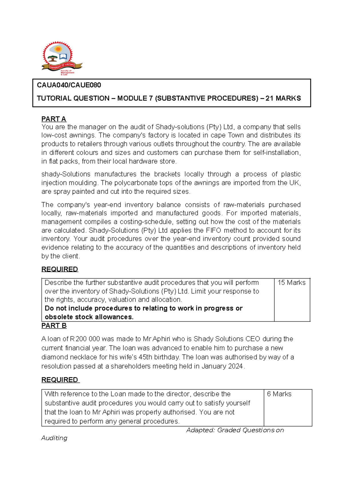 Module 7 Tutorial Question - 22 JUL - PART A You are the manager on the ...