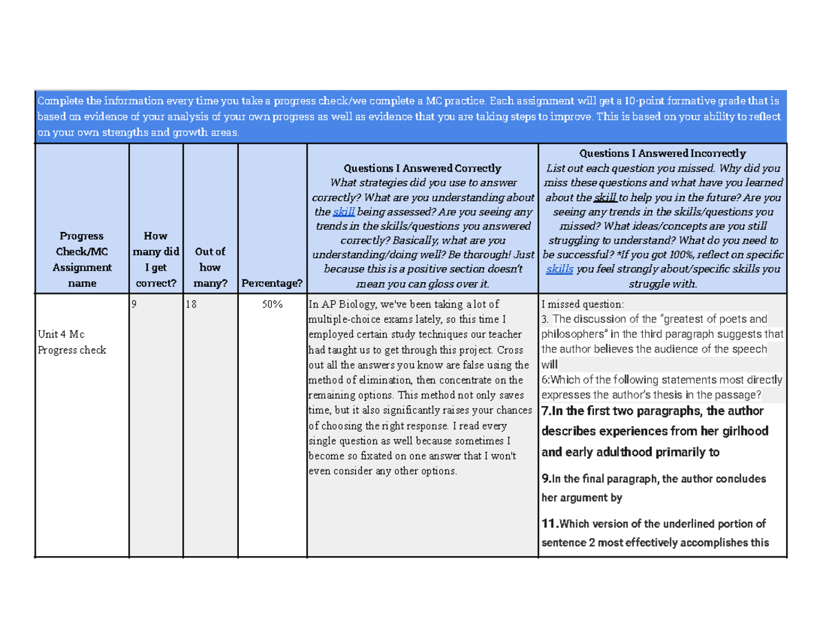 Copy of MC Metacognition Template - Complete the information every time ...