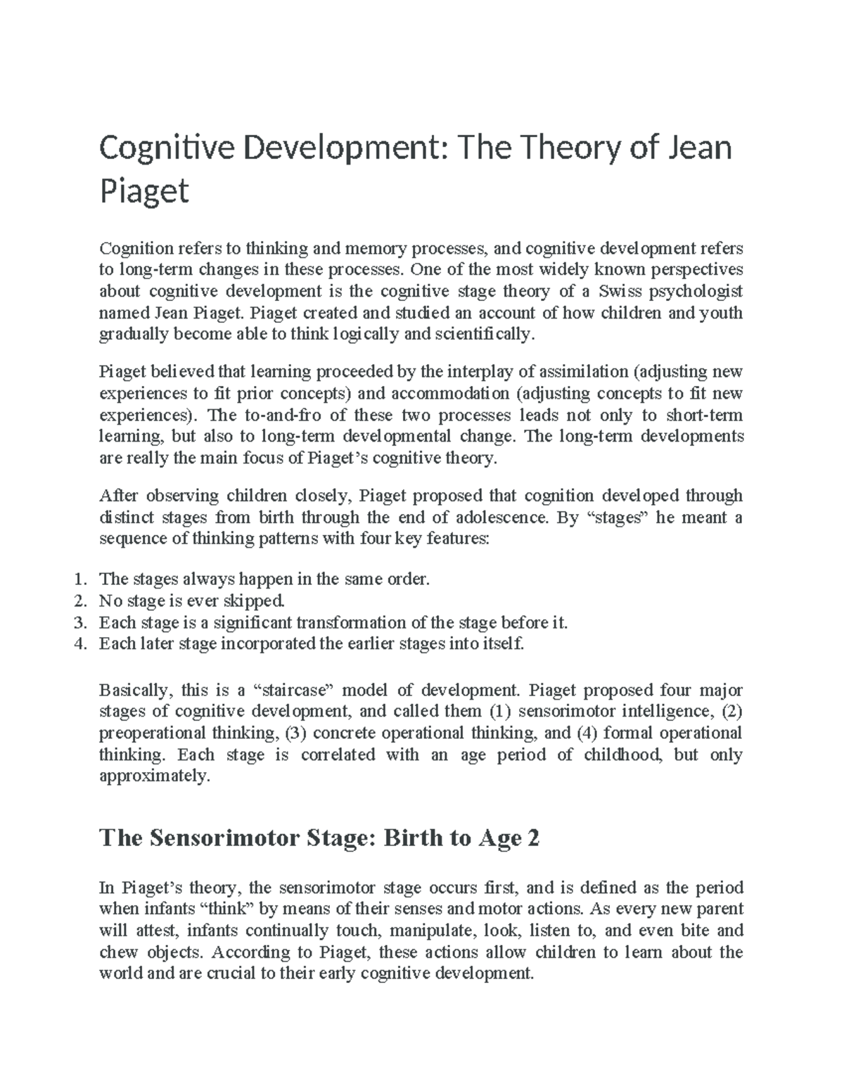 Cognitive-Development-Theory - Cognitive Development: The Theory of ...